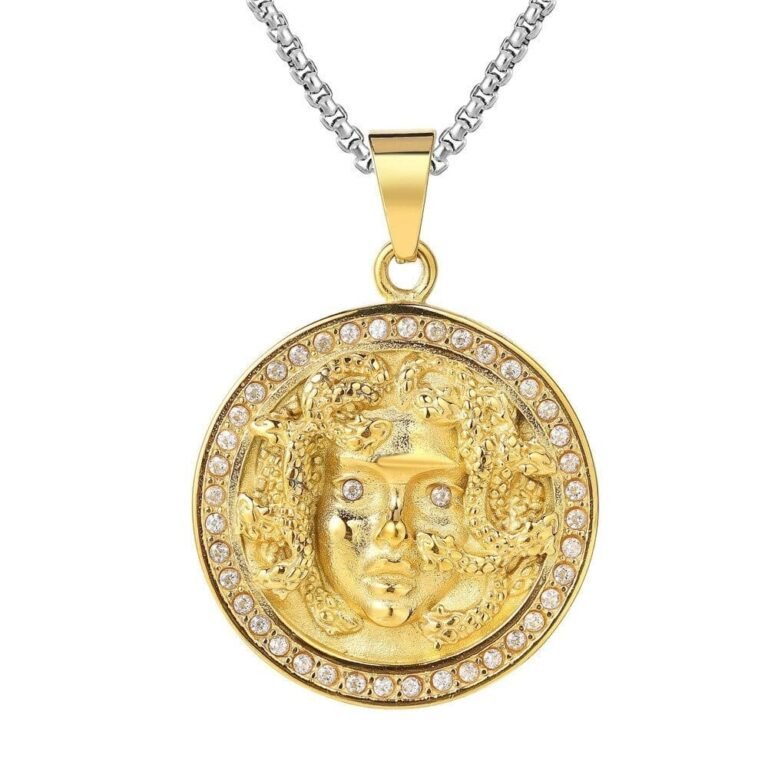 Gold Medusa Snake Medallion Necklace | Snake Jewellery