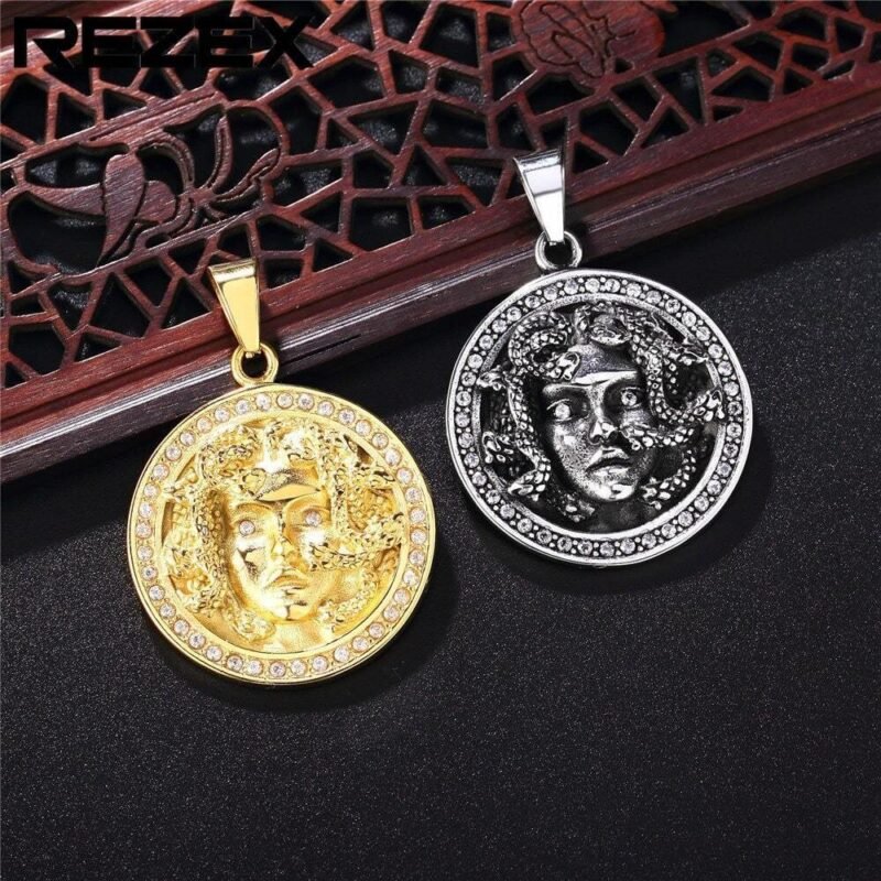 Gold Medusa Snake Medallion Necklace | Snake Jewellery